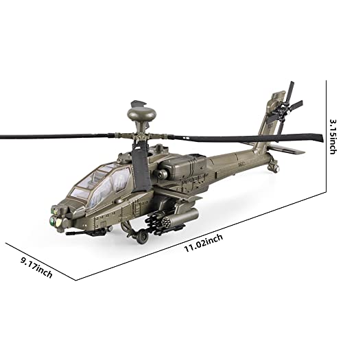 OANMYJJO Helicopter for Boys AH-64 Longbow Apache Helicopter Model Airplane,Diecast Military Attack Helicopter,Model Airplane with Light and Sound,Suitable for Military Lovers to Collect and Gift.