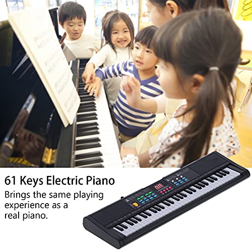 MQ6186 Keyboard Piano Portable 61 Keys Electronic Digital Music Piano Multifunctional with Microphone with Full-Size Keys for Kids Beginners