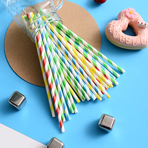 Pajitas de papel desechables, 200 unidades, colores surtidos, 100% biodegradables