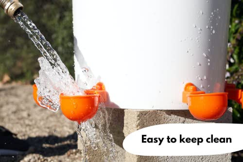 Roosty's® Chicken Waterer Cups x6 - Chicken Water Feeder Kit, Make Large Chicken Waterer 5 Gallon DIY Chicken Supplies, Chicken Water Cups, Duck Quail Waterer - Bebederos Para Gallinas,Poultry Waterer