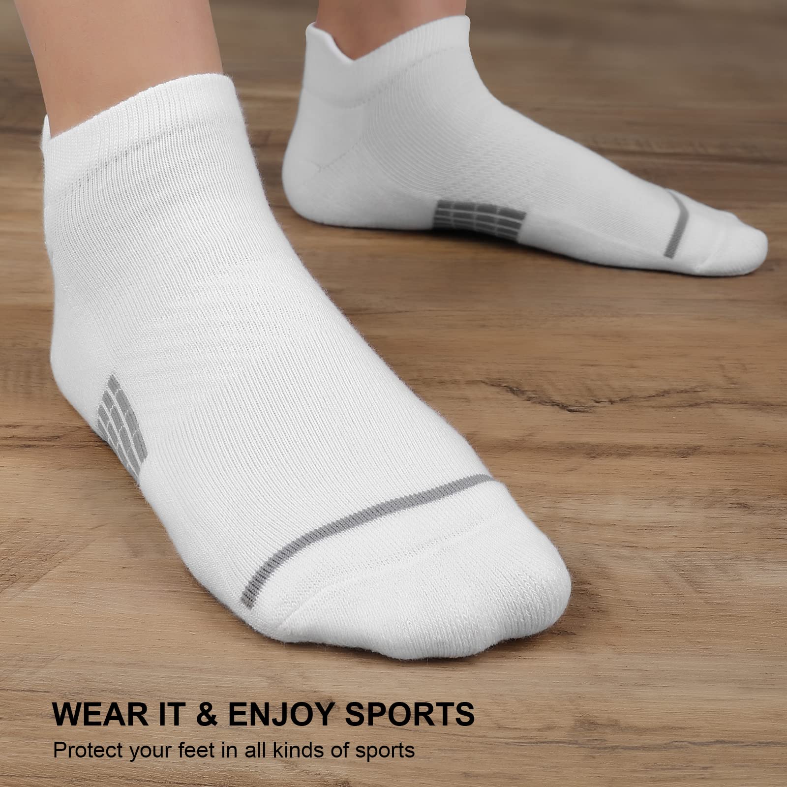 PAPLUS Mens Ankle Running Socks 6 Pairs, Low Cut Cushioned Athletic Sport Tab Socks With Arch Support, Size 10-13