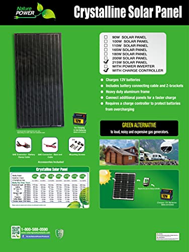 Nature Power 50216 215 Watt 12 Volt Charge Controller Solar Panel, Black