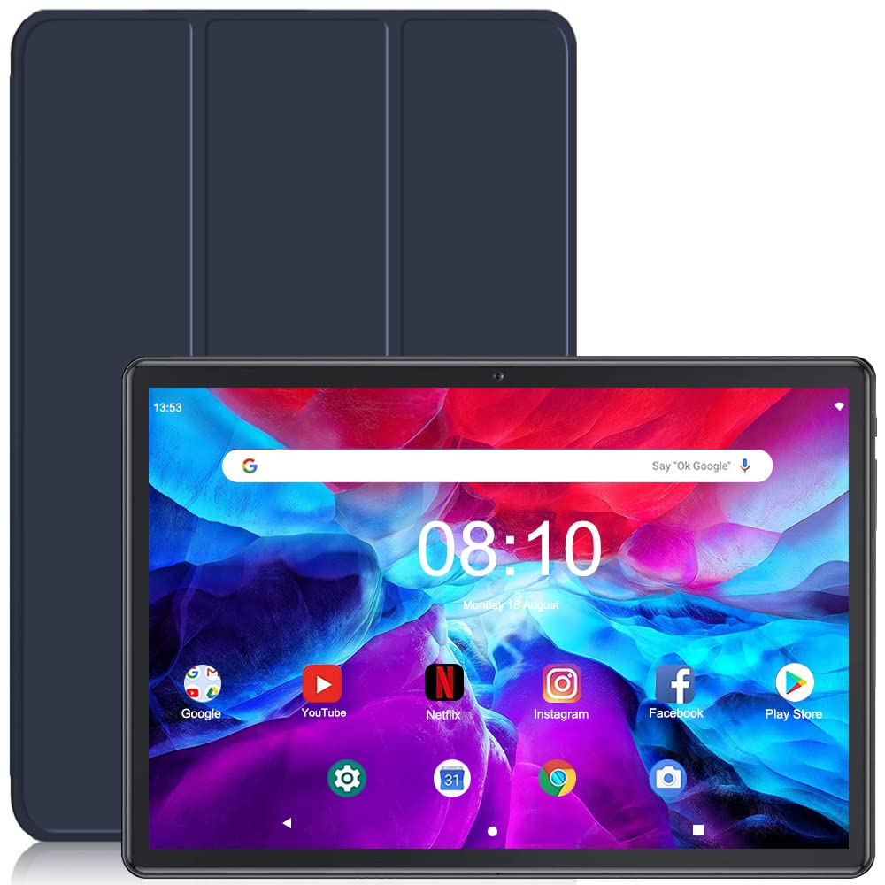 Tablet 10 inch, Tablets Android 11, Octa-Core Tablets, 3GB RAM+32GB ROM, Google Certificated Wi-Fi Tablets,2.5D G+G, Dual Camera,Include Tablet Leather Case - Black