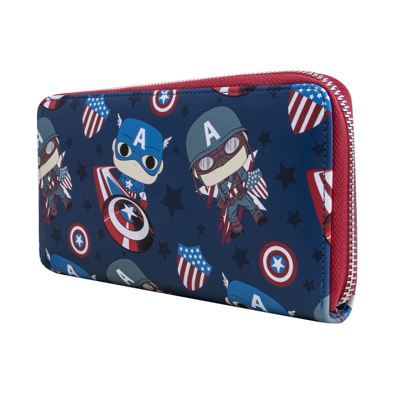 Loungefly: Marvel Avengers - Captain America Zip Around Wallet, Amazon Exclusive,Multicolor,MVWA0155
