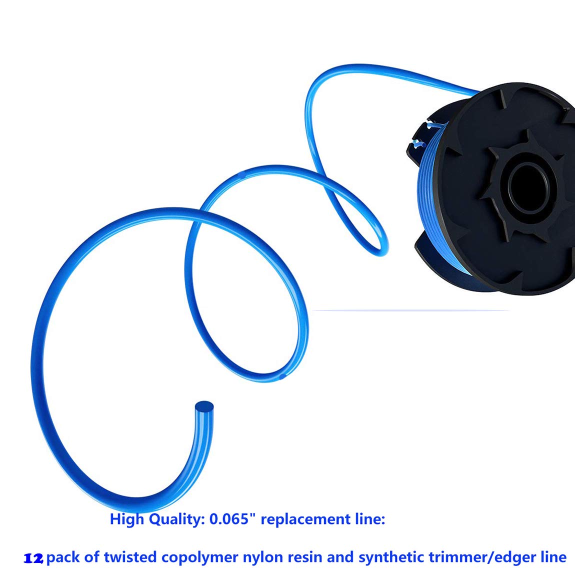 LEIMO KPARTS 0.065 String Trimmer Spool Line for Ryobi One+ AC14RL3A, 0.065" Autofeed Replacement Spools for Ryobi 18V, 24V, and 40V Cordless Trimmers (12 Pack)