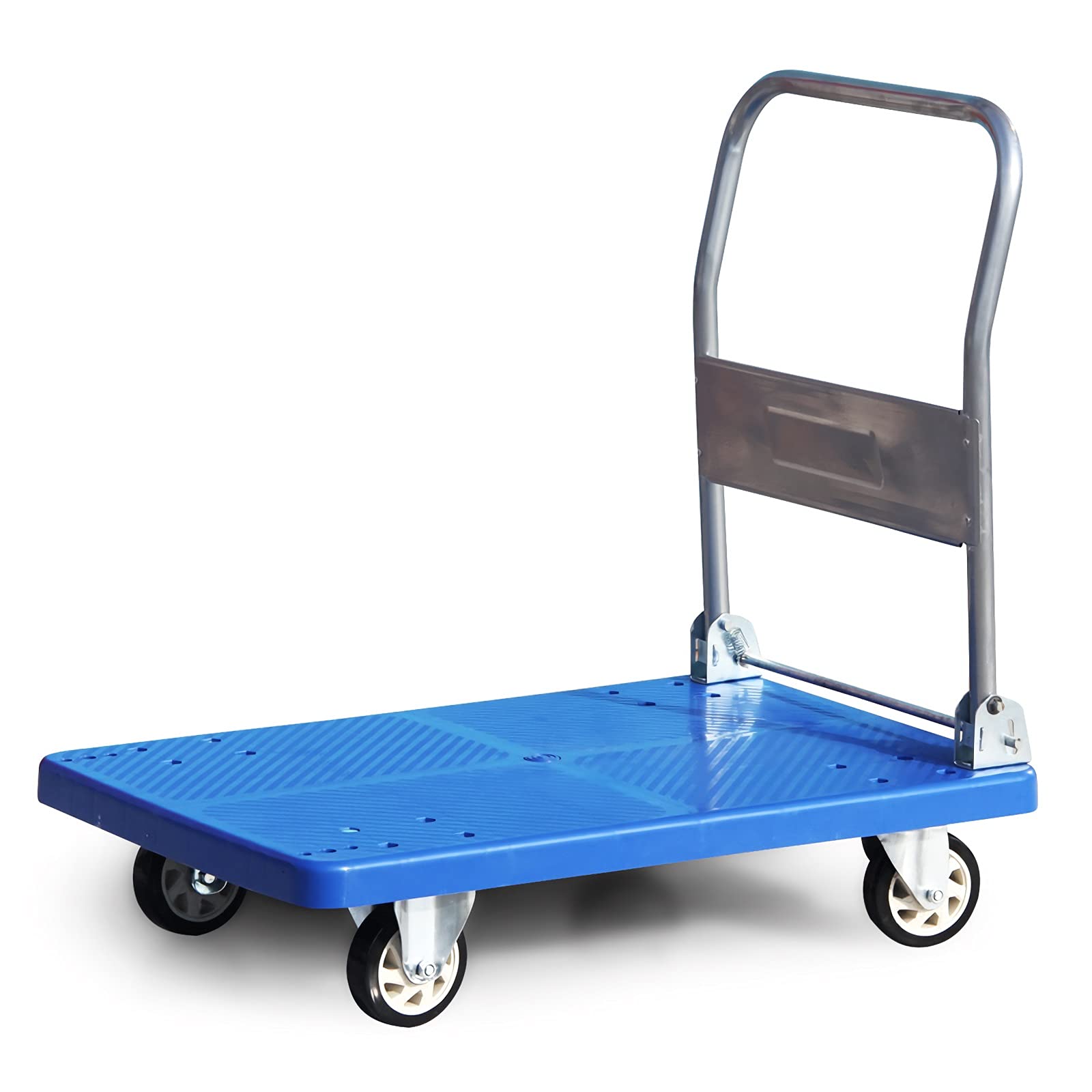 WALDOR Folding Hand Truck Platform Truck Foldable Push Cart Thickened Plastic Deck Metal Handle and Silent Wheels 360 Degree Moving for Indoor Outdoor Portable Dolly for Moving