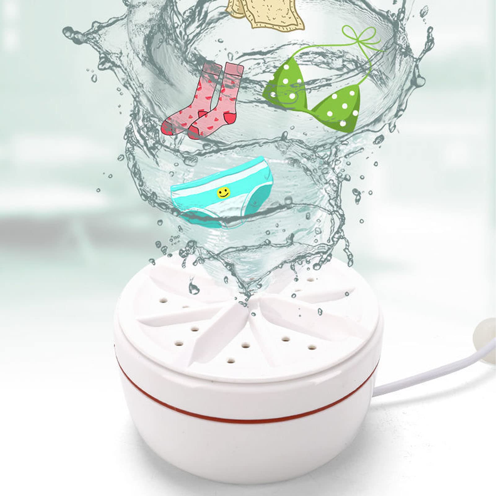 Mini Washing Machine, 30W 5V Foldable Design Sonicleaning Automatic Cycle USB Power Portable Washing Machine for Socks Underpant, Small Washer for Home Business Travel College Room