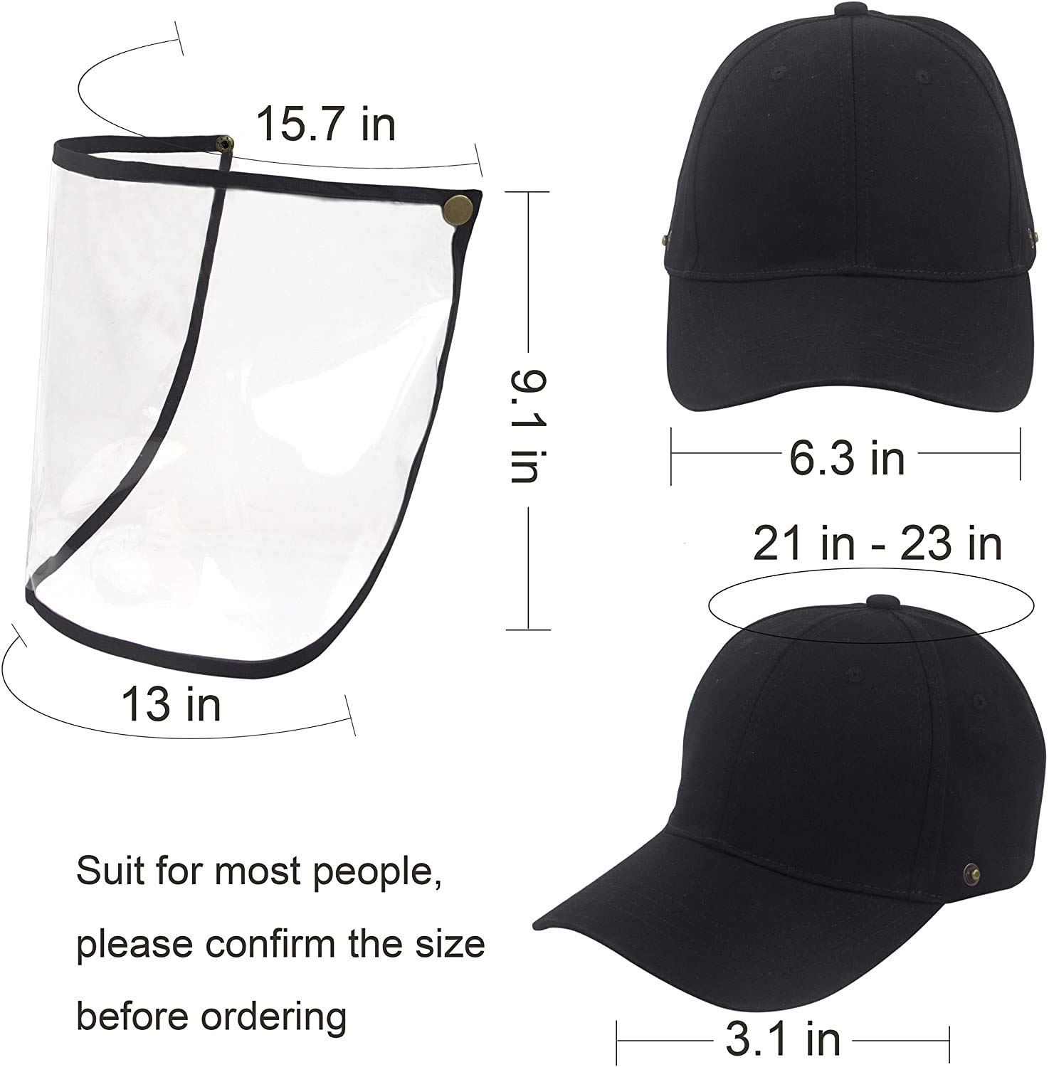 MonicaSun Men Women Summer Adjustable Fully Protective Baseball Cap UV Protection Outdoor Fishing Detachable Sun Visor Cap (Blue)