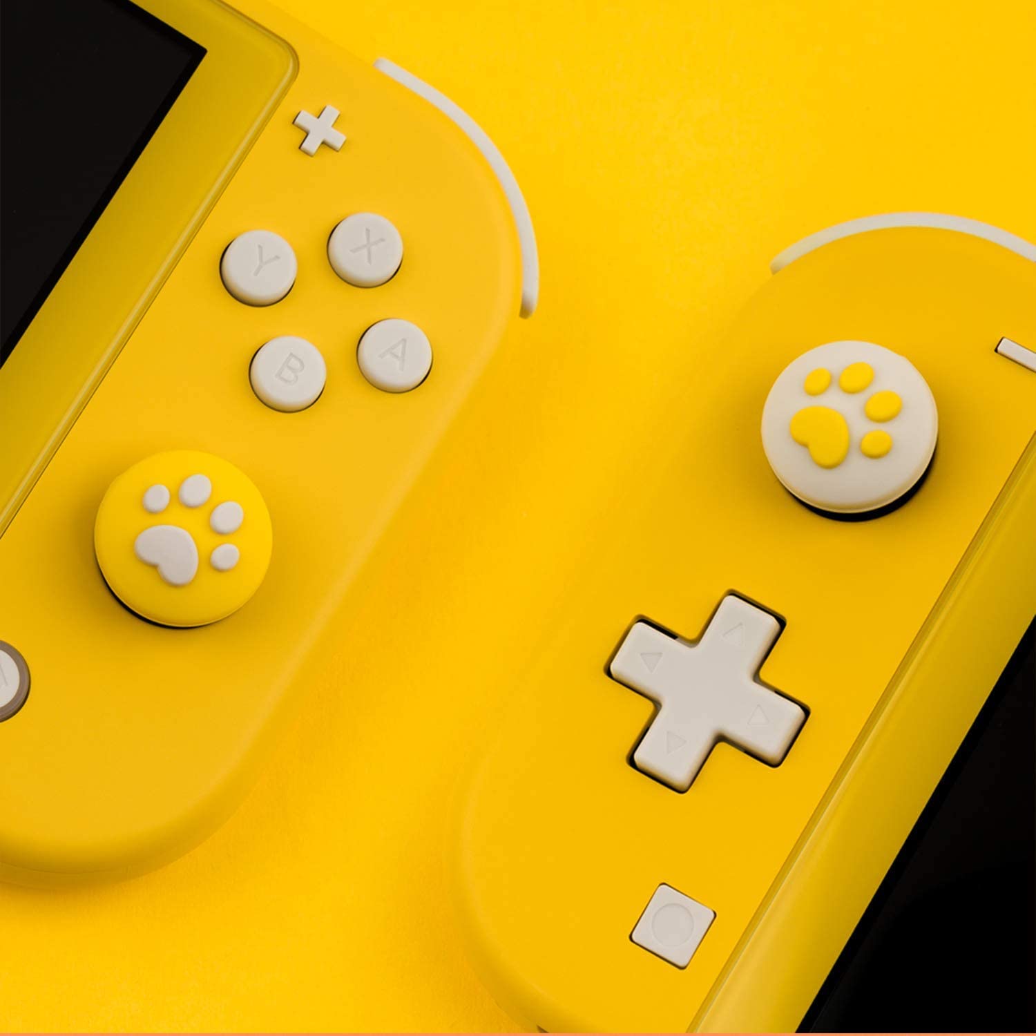 Thumb Grip Joystick Caps for Nintendo Switch/OLED/Lite Console, Cute Cat Paw Shape Kawaii Silicone Joystick Cover Replacement Thumb Grip Covers for Joycon Switch Controller - Yellow, 4PCS