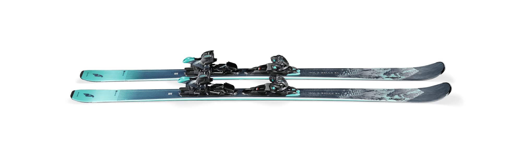 Nordica Women Wild Belle Dc 84 with Tp2 Light 11 Fdt Binding Skis, Color: Black/Teal, Size: 150 (0A1264OC001-150)