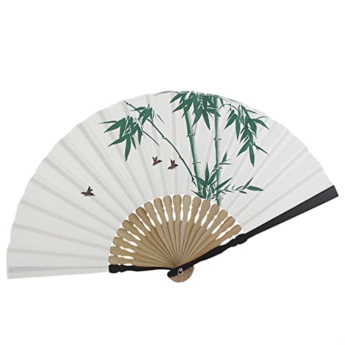 NFEGSIYA Folding Fan Chinese Style Fan Folding Fan Retro Style Men's and Women's Hanfu Foldable Portable Fan Classical Cotton (Color : Bamboo)