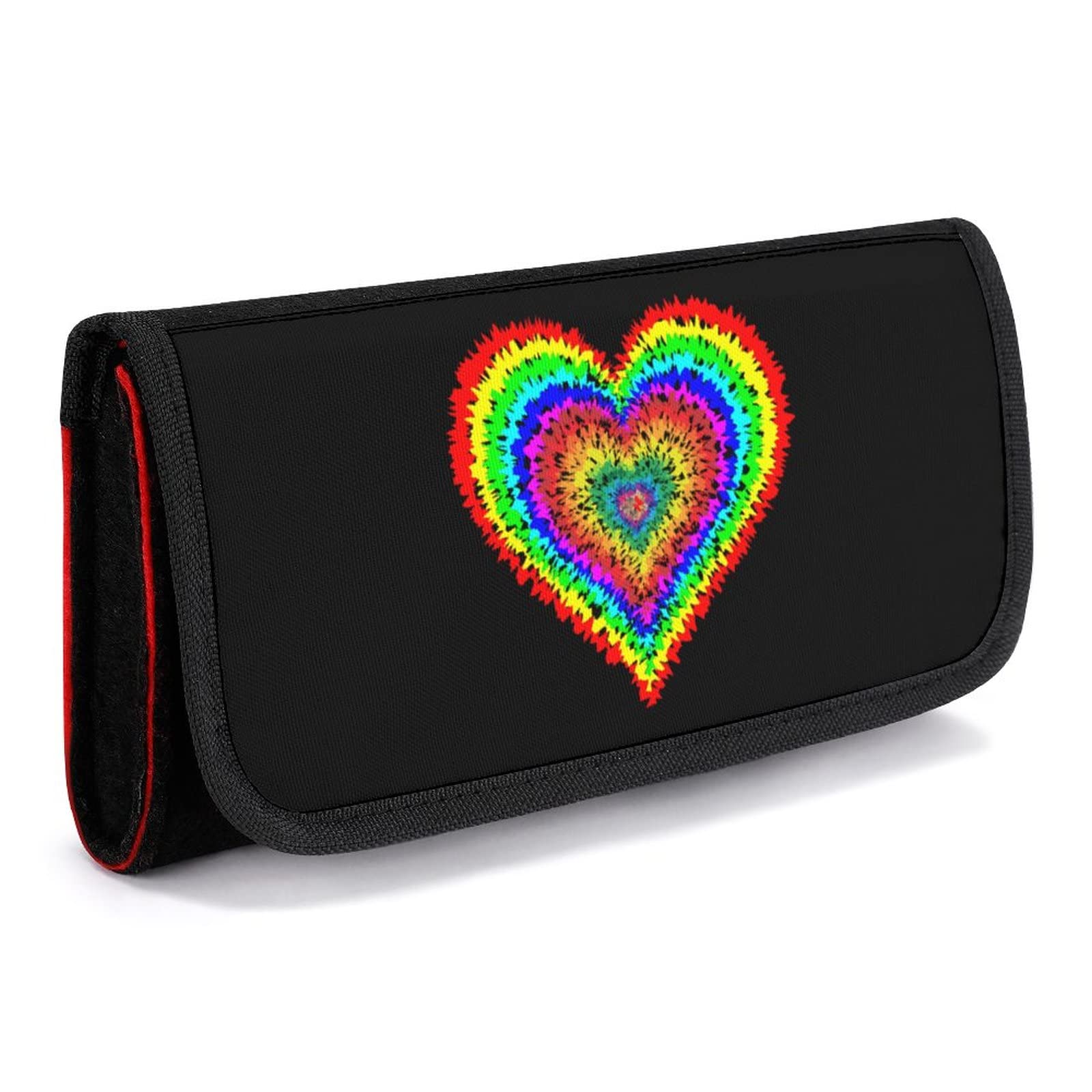 Tie-Dye Heart Carrying Bag Compatible with Switch Protective Case Slim Felt Pouch with 5 Game Cartridges Holders