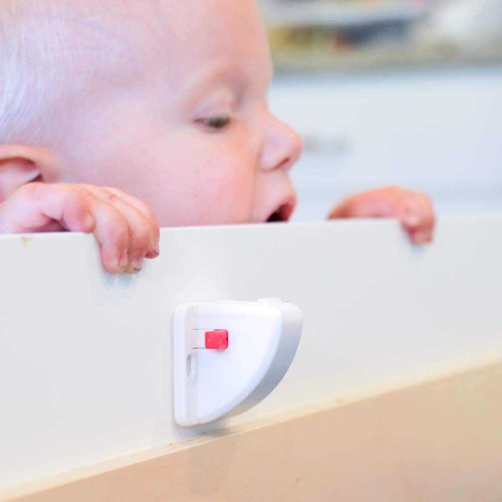Magnetic Baby Safety Locks for Cabinets and Drawers by Subtle Baby - Strong Adhesive. No Screws Needed. Keep Kids Safe Child Proofing Kitchen and Bathroom. Installation Tool. Unlock or Lock Setting.