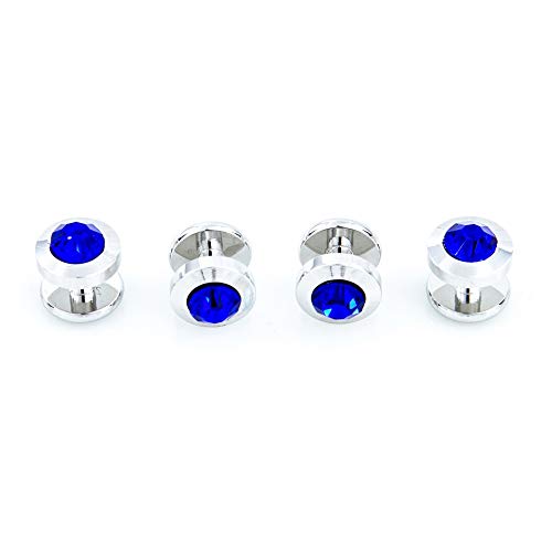 MRCUFF Blue Crystal Cufflinks and Studs Tuxedo Set in a Presentation Gift Box & Polishing Cloth