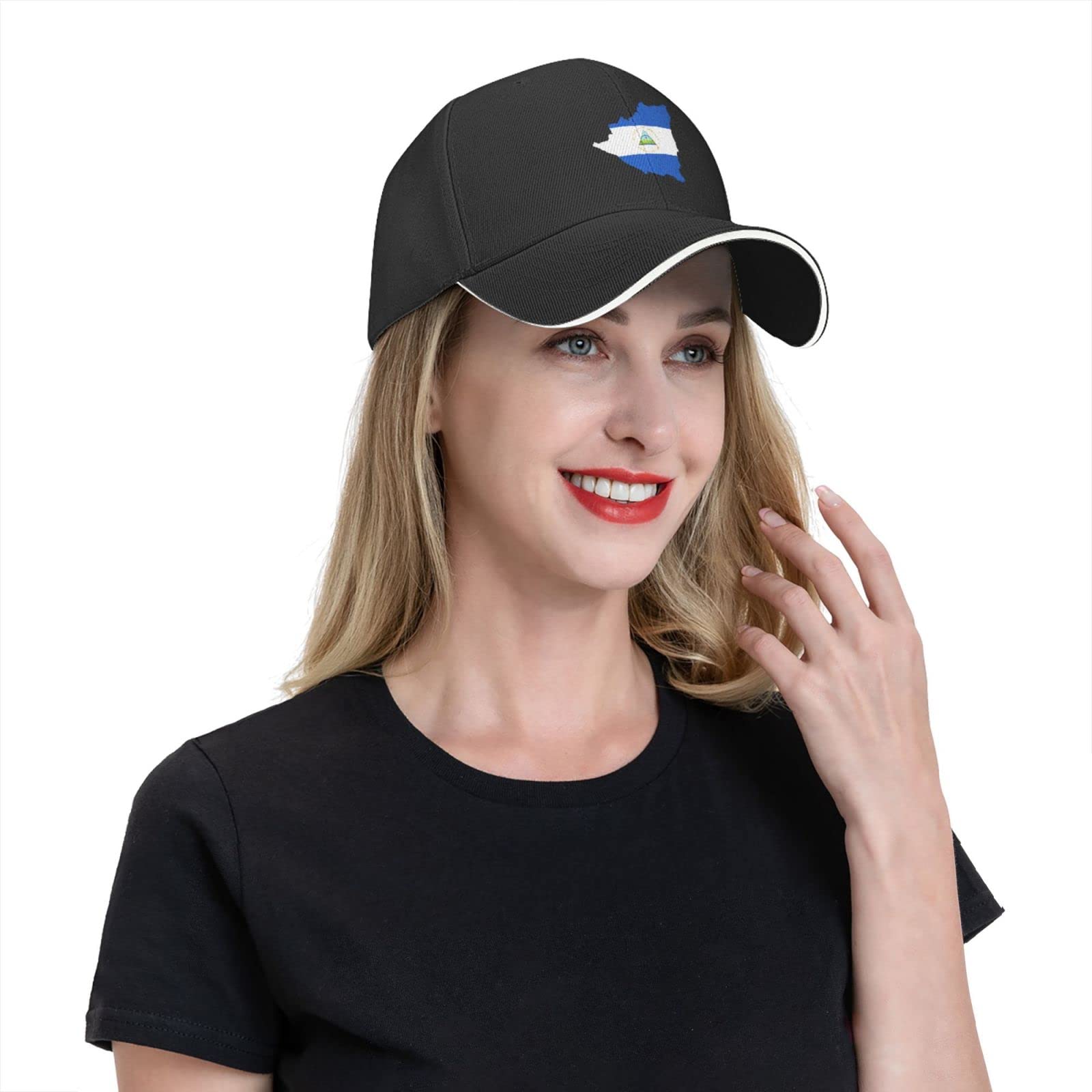 Nicaragua Flag Cap Adjustable Baseball Hat American Flag Hat Men's Sun Hat Ladies Trucker Hat Dad Hat Black