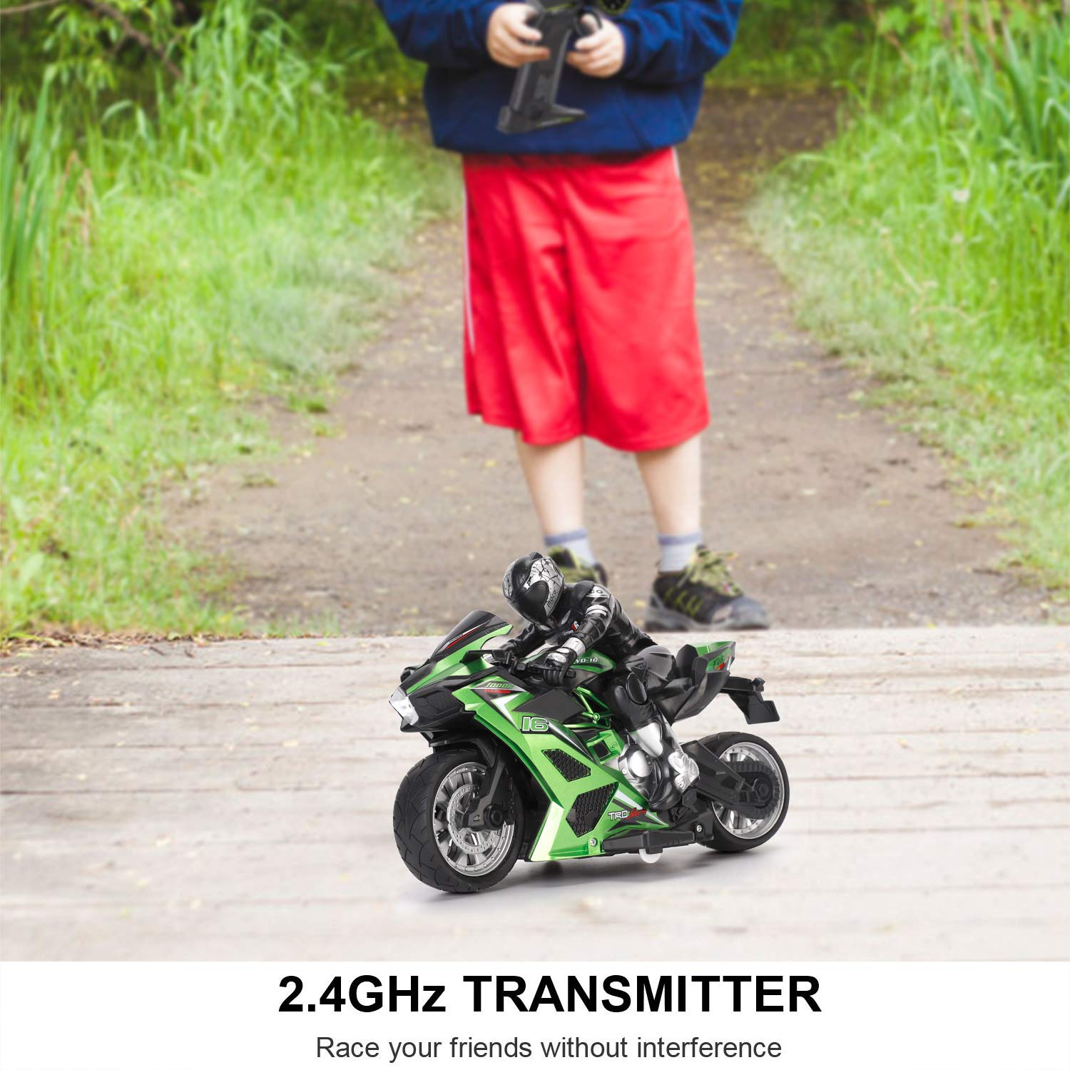 Liberty Imports 2.4G 1/10 High Speed Cross Country RC Remote Control Stunt Motorcycle with Riding Figure