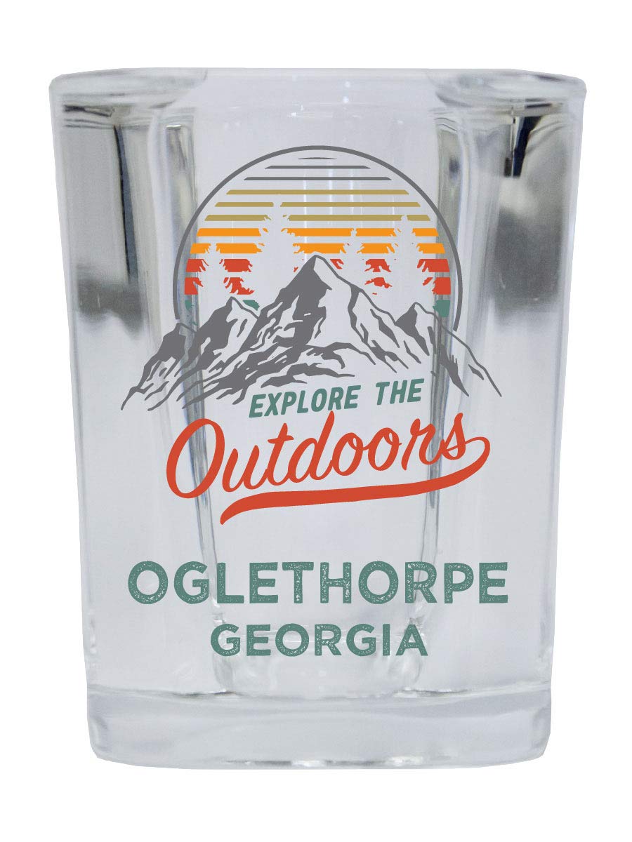 R and R Imports Oglethorpe Georgia Explore the Outdoors Souvenir 2 Ounce Square Base Liquor Shot Glass