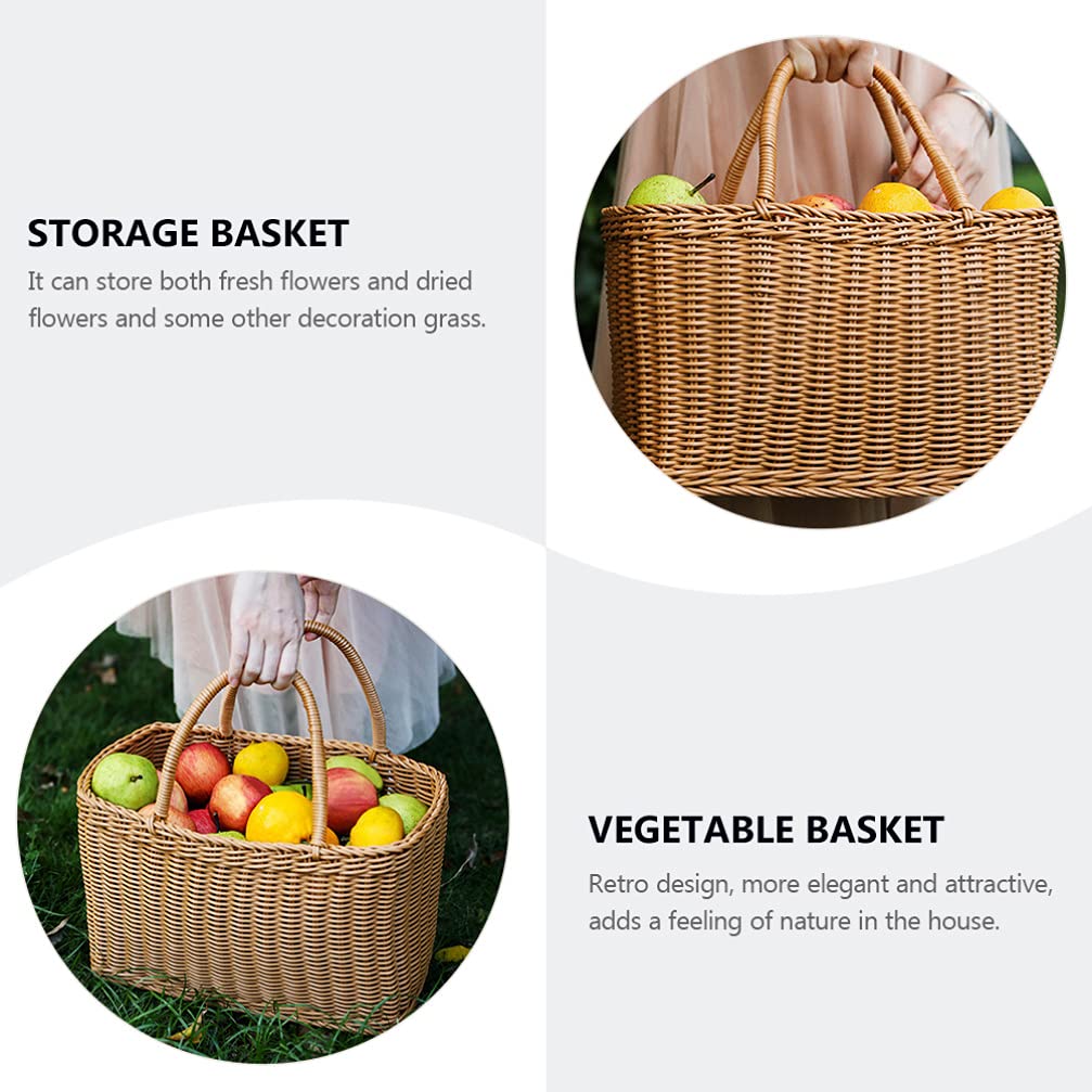 NOLITOY 1pc Woven Basket Market Personalized Easter Basket Boho Style Basket Handbag Woven Storage Basket Handmade Wicker Planter Plant Kits for Kids Wine With Cover Toiletries Boy Plastic