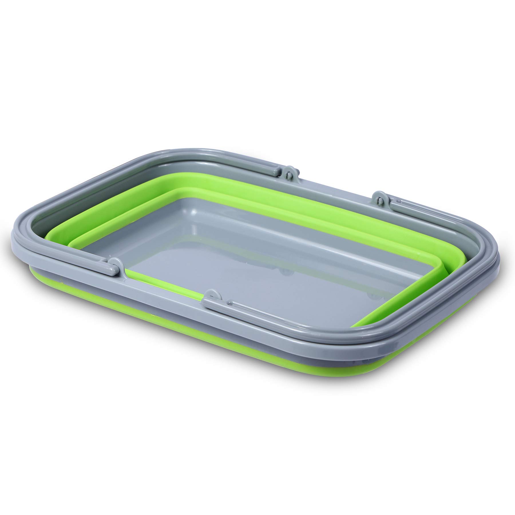 Playinyard 2 Pack Collapsible Camping Sink, 2.37Gal/9L Portable Wash Basin with Handle for Camping Hiking and Home, Green and Blue