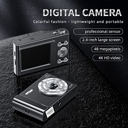 mewmewcat Digital Camera for 4K Digital Camera Video Camcoer 48MP 2.4 Inch IPS Screen Auto Focus 16X Digital Zoom-Shake Face Detect Smile ture Built-in Flash & Battery wi