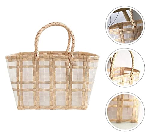 WALTX Round Basket 1Pc Practical Waterproof Durable Shopping Basket Woven Basket for Home Decor Shop Storage Case