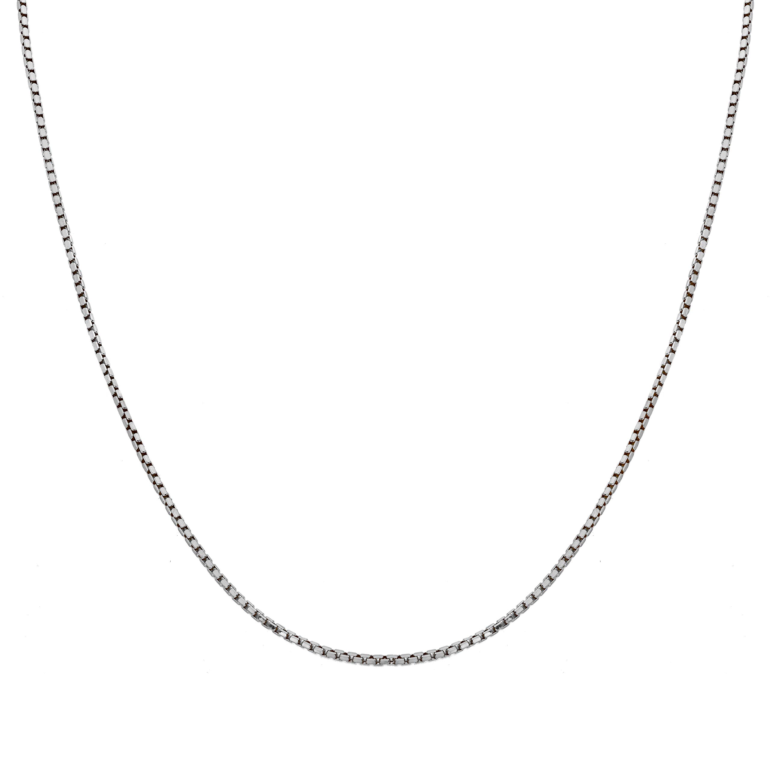 LoveBling 10K White Gold 1.5mm Open Hollow Venetian Box Chain Necklace (24")