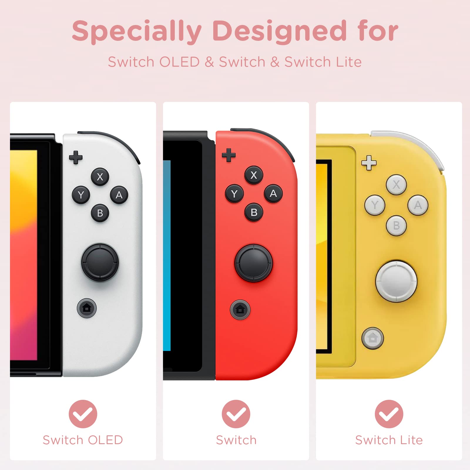 TiMOVO Cute Silicone Joycon Thumb Grip Caps, Joystick Cover Caps Soft Anti-Slip Thumbstick Cover 4pcs Compatible with Nintendo Switch OLED/Switch/Switch lite - Star Lollipop