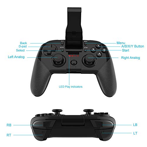 Mobile Phone Controller for Android, Wireless Bluetooth Gaming Gamepad Joystick for PUBG, COD & More FPS Shooting Fighting Racing Games Compatible with Android 5.0 + System Smartphone, Smart TV&Tablet