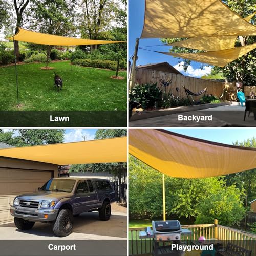 SUNLAX Sun Shade Sail, 10'x 10'x14' Sand Right Triangle Canopy Shades for Outdoor Patio Pergola Cover Sunshade Sails UV Blocking