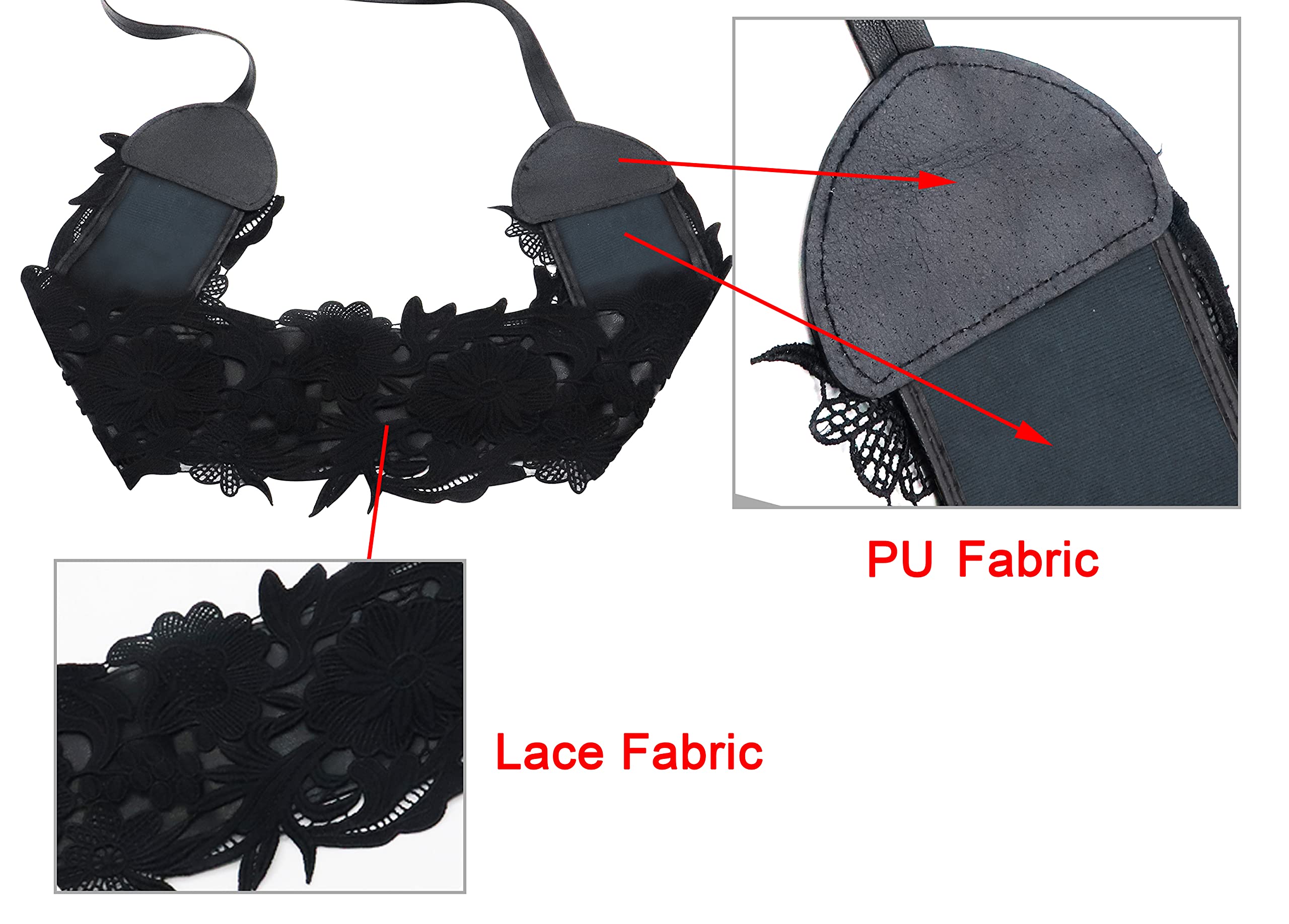 Lovful Womens Faux Leather Lace Wrap Around Obi Belt Waist Boho Band Wide Belts,Black