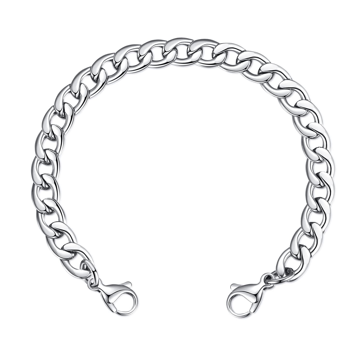 LinnaLove Stainless Steel Figaro Chain Interchangeable Bracelets-Match Medical id tag(CK01-7)