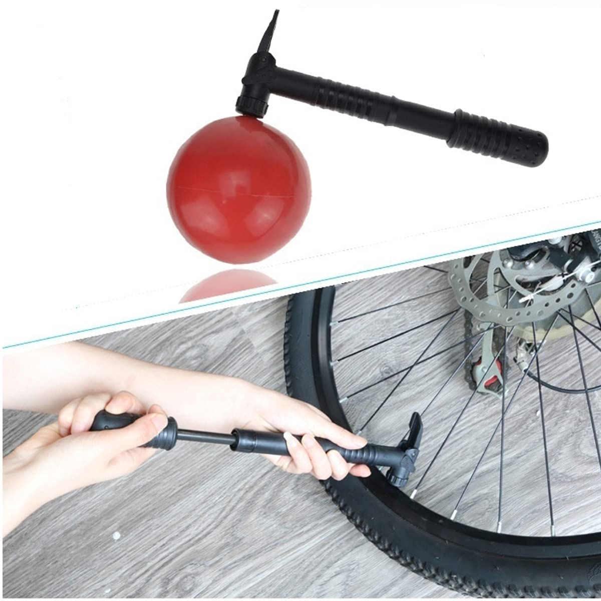 Mini Bike Pump Portable Frame Pump,Mountain BMX & Road Bike Tire Pump,No Valve Changing Needed/Include Mounting Bracket and Sport Balls Needle (Black)