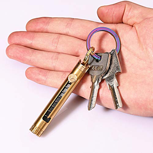 SZHOWORLD Brass Mini Utility Knife - EDC Pocket Knife, Small Compact Box Cutter with Special High Carbon Alloy Steel, Upgraded Version (Brass)