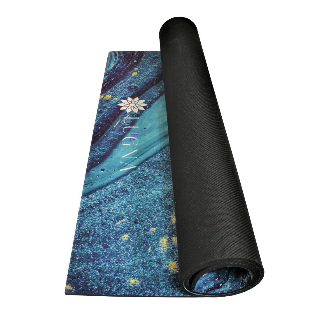 Pilates Reformer Mat – Extra-Thick Pilates Sticky Mat with Anti-Slip Surface – Washable Pilates Machines Reformer Mat with Soft Microfiber Top and Natural Rubber Bottom – 37.5 x 23-inch (Blue)