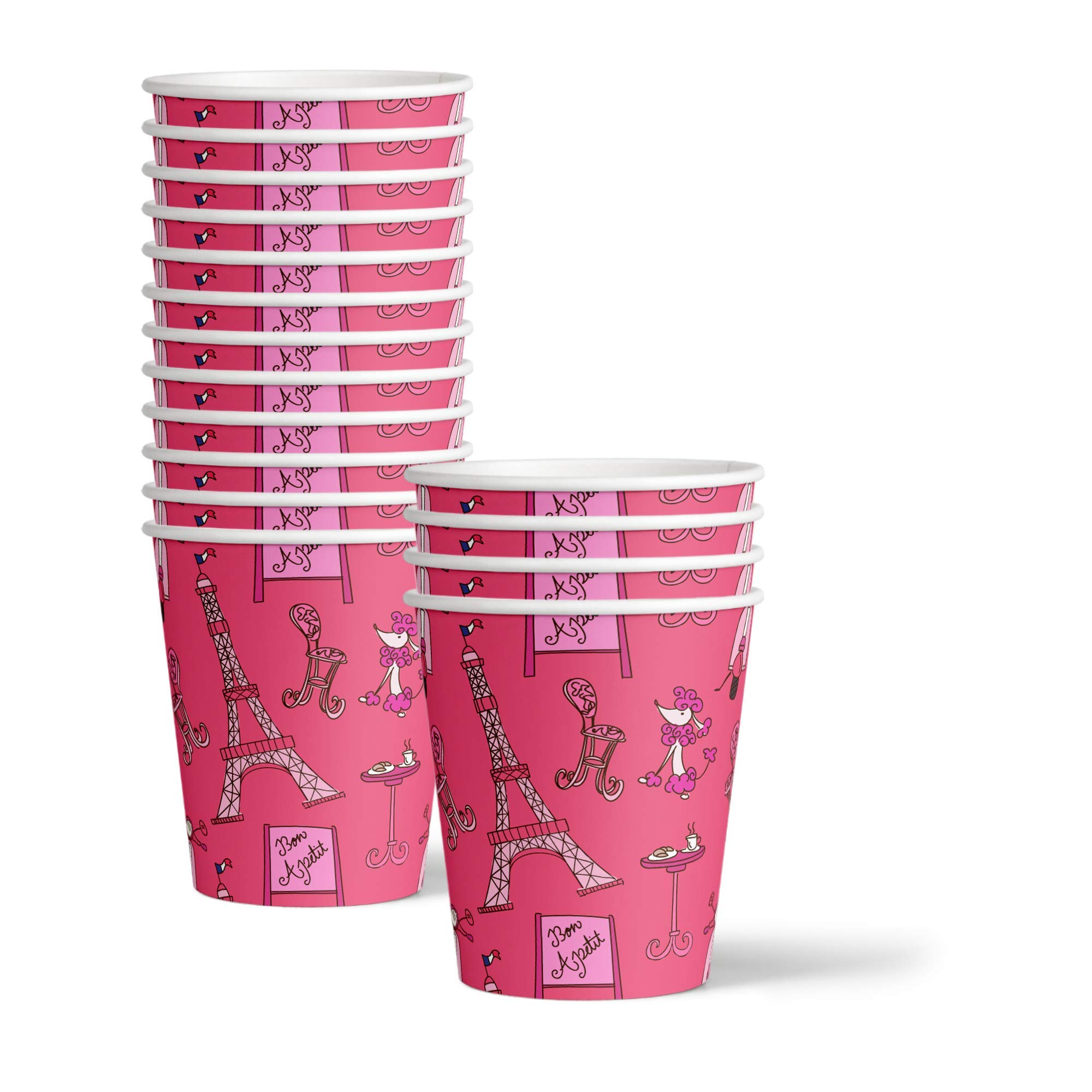 Pink Paris Birthday Party Supplies Set Plates Napkins Cups Tableware Kit for 16
