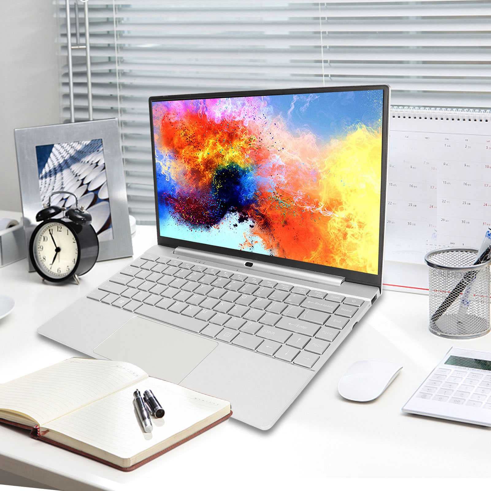 Naroote 14in Laptop, Massive Storage 14in IPS Display 2K Resolution Portable Laptop with Keyboard Backlight for Entertainment (6+256G UK Plug)