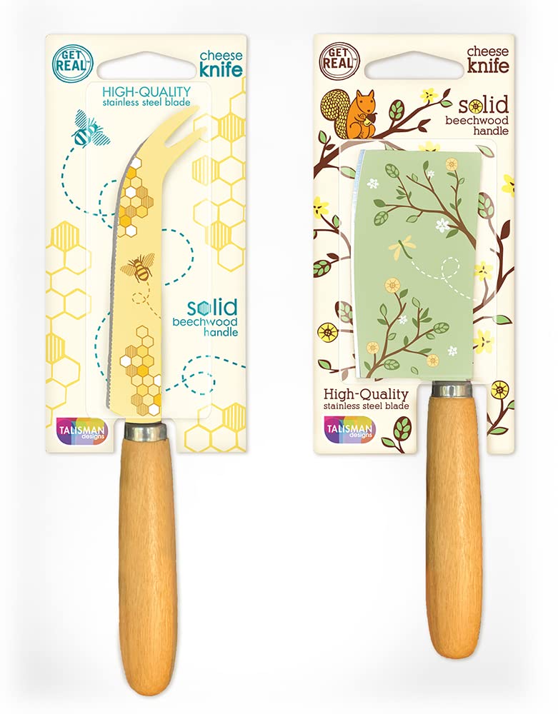 Talisman Designs Cheese Knife | Honey Bee Design | Solid Beechwood Handle & Stainless-Steel Blade | Cute & Functional Kitchen Tool | Decorative Wooden Utensils
