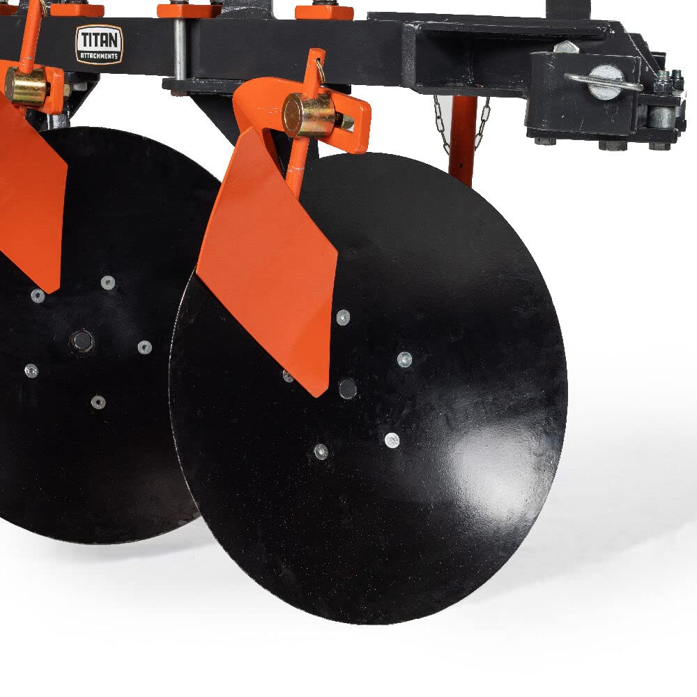 Titan Attachments Adjustable 2 Disc Bedder Plow, Category 2, 3 Point Quick Hitch Compatible