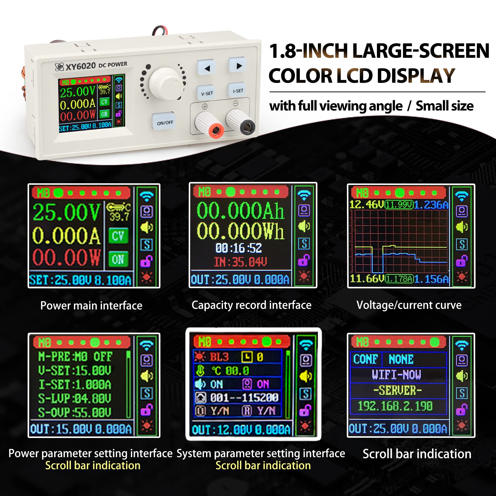 XY-6020 1200W DC to DC Power Converter 6.0-70.00V to 0.0-60.00V/0-8A, Constant Current and Constant Voltage DC Buck Conver DC Voltage Stabilization Module with LCD Display