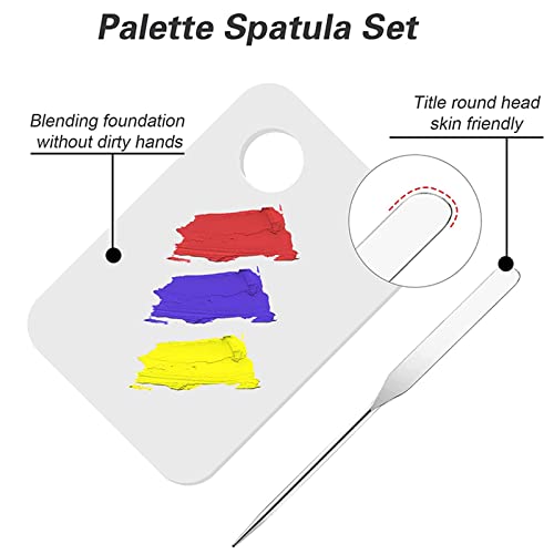 Makeup Spatula and Palette Set, Picasso Spatula Makeup Korean Nail Art Polish Mixing Plate Foundation Eyeshadow Eye Shadow Mixer Palette with Spatula Rod