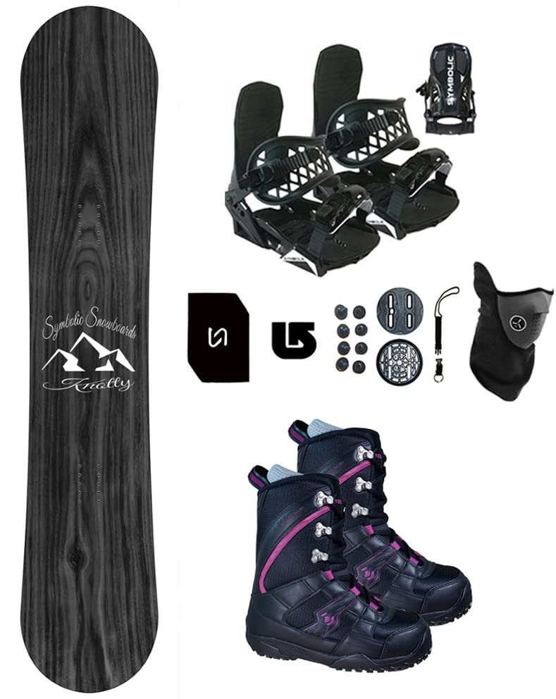 Symbolic Knotty Kids Snowboard & Bindings & Boots Package (Kid 6 Binding+Boot Blk red Tote, 135cm Knotty Rocker)