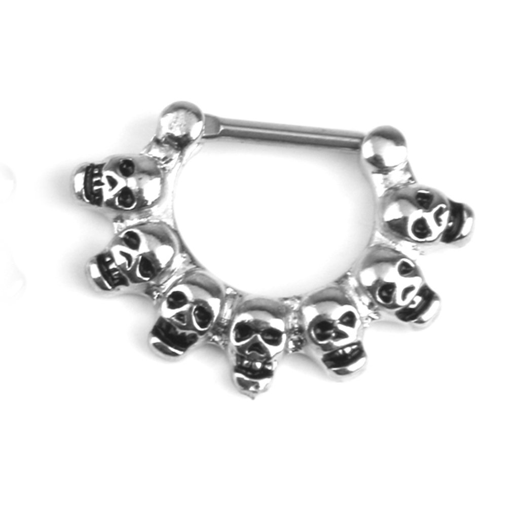 LoveinDIY Silver Stainless Steel 16g /1.2mm Skull Septum Nose