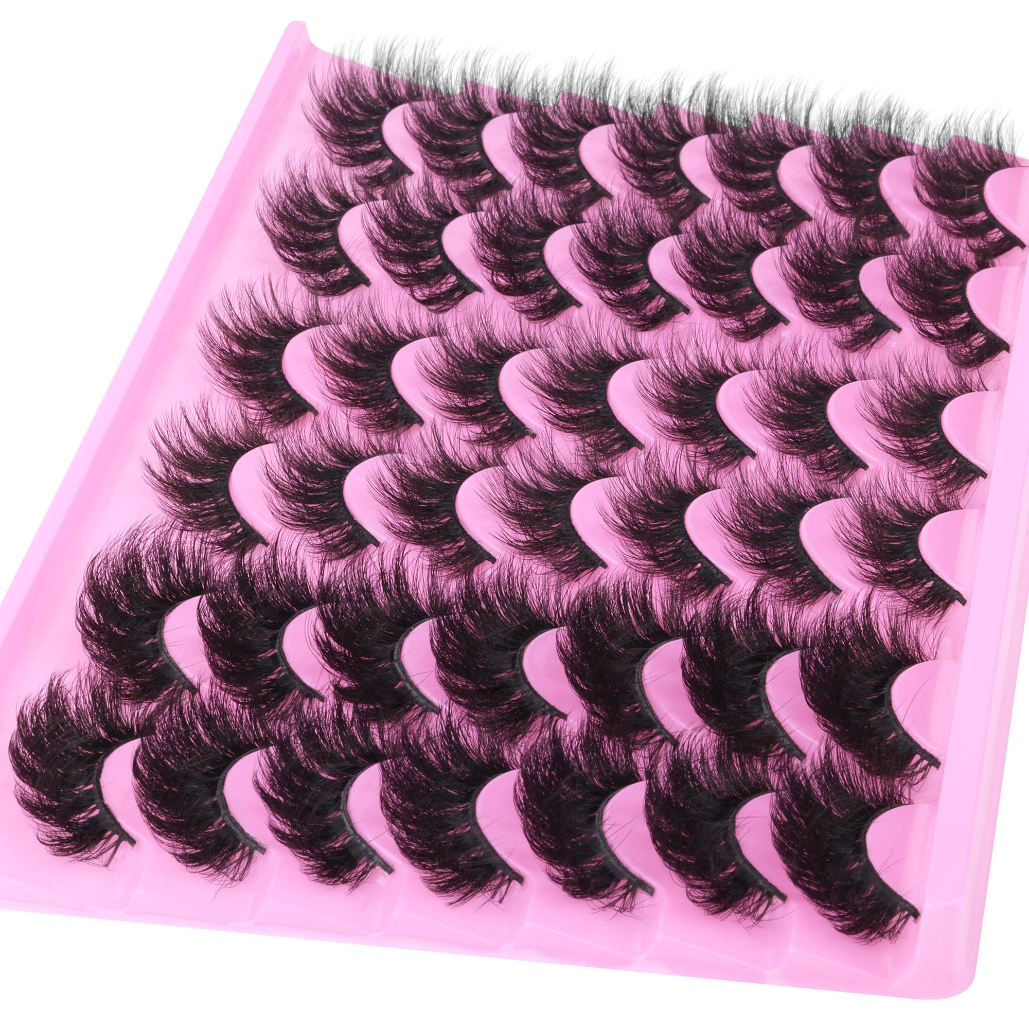 Mink Lashes Fluffy False Eyelashes Natural Look 14-17mm Cat Eye Lashes Pack, 5D Wispy Curly Fake Lashes by TNFVLONEINS - 21 Pairs 3 Styles