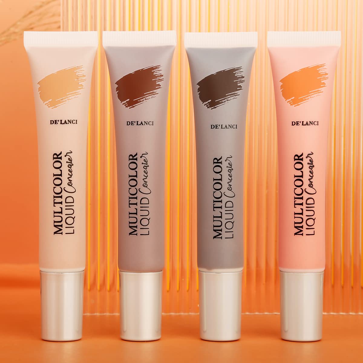 Liquid Concealer Makeup 4Pcs,Corrector Foundation for Black Women Oily Dry Skin, Foundation Concealer in One Primer Face Makeup Full Coverage, Advanced Pore Minimizer, Lightweight All-Day Hold,0.67 oz