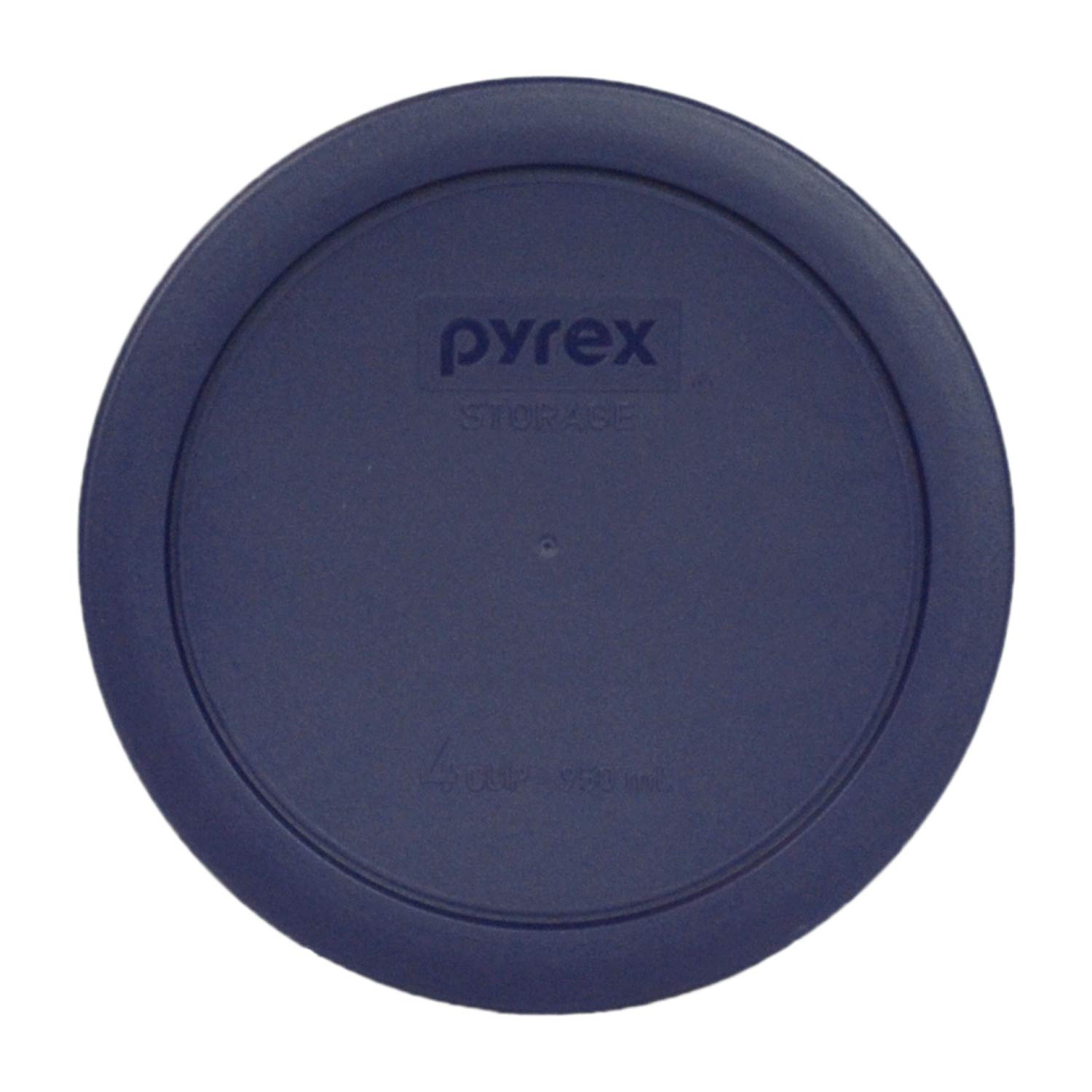 Pyrex (2) 7200-PC 2 Cup, (1) 7201-PC 4 Cup, (1) 7210-PC 3 Cup, and (1) 7211-PC 6 Cup Blue Plastic Storage Lids Made in the USA