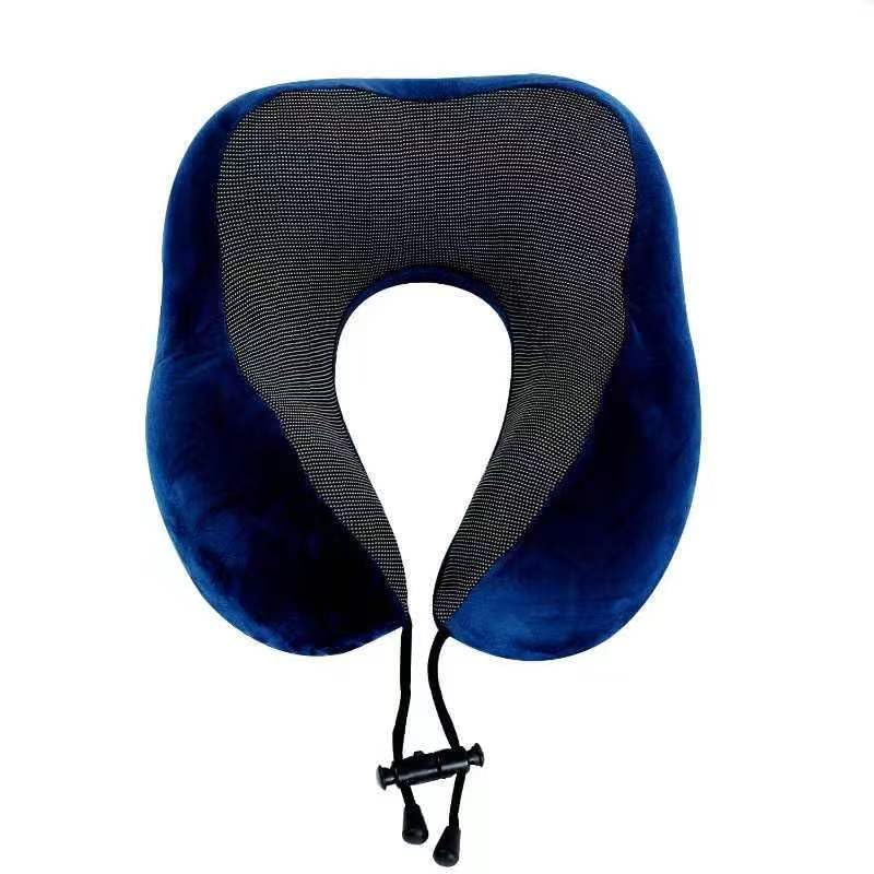 Makimoo Memory Foam Travel Pillow, Neck Pillow with 360-Degree Head Support, Comfortable and Lightweight, Ideal for Sleeping on Airplane, Car, Train, Bus and Home Use, Comes with Storage Bag (Blue)