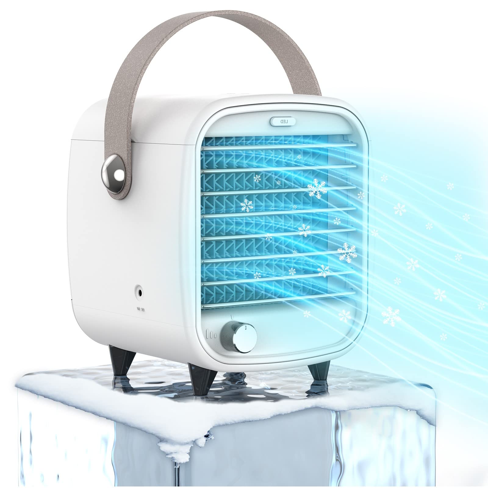 Portable AC, Mini AC Personal Air Cooler for Bedroom, Desk, Office, Car Camping, Small Mini Portable Air Conditioner Evaporative Air Cooler USB Power LED Light, Low Noise