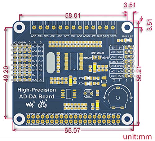 Waveshare High-Precision AD/DA Expansion Board for Raspberry Pi Series Boards/Jetson Nano Development