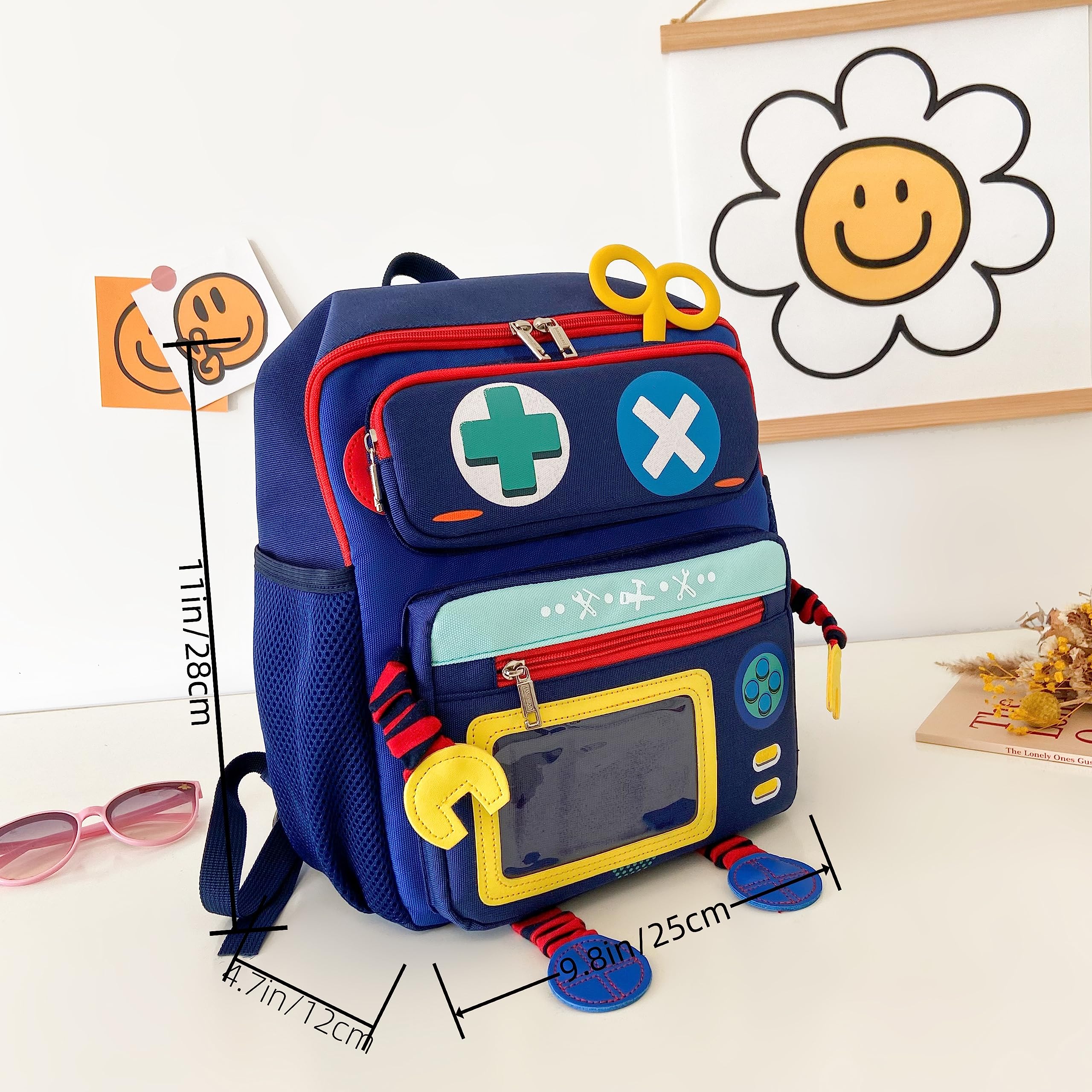 MAOYUAN BEAR Cute Robot Toddler Preschool Backpack, Schoolbag for boys,Suitable for kindergarten children (green)