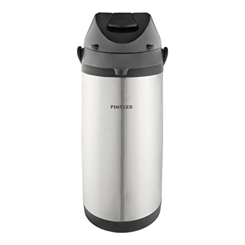 Pioneer Flasks Stainless Steel Airpot Hot Cold Water Tea Coffee Dispenser Conference Event Flask, 5 litres, SS50HC, Silver